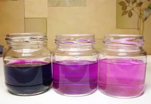 Potassium permanganate solutions of different concentrations