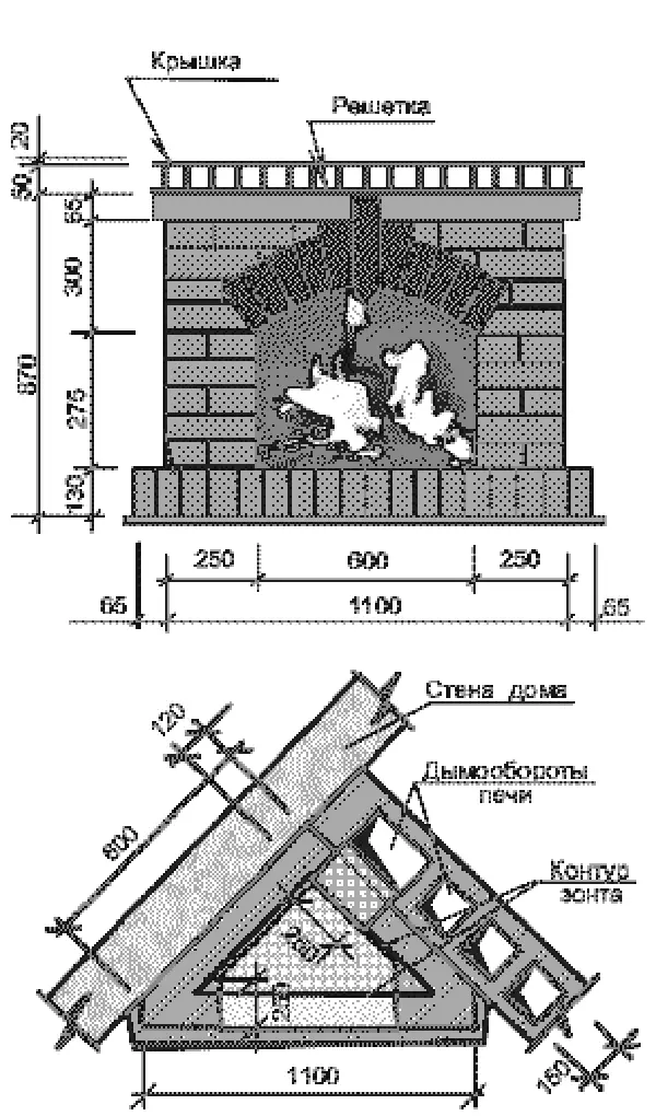 Scheme and drawing furnace-fireplace