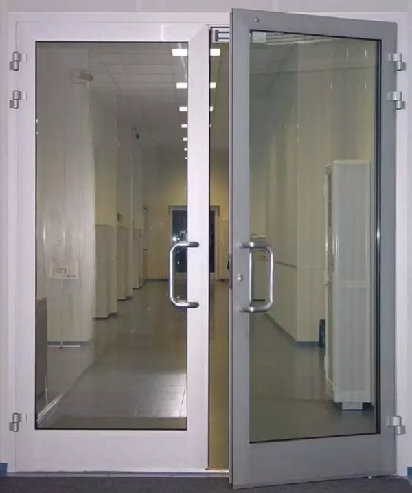 Puertas de entrada de péndulo con vidrio.
