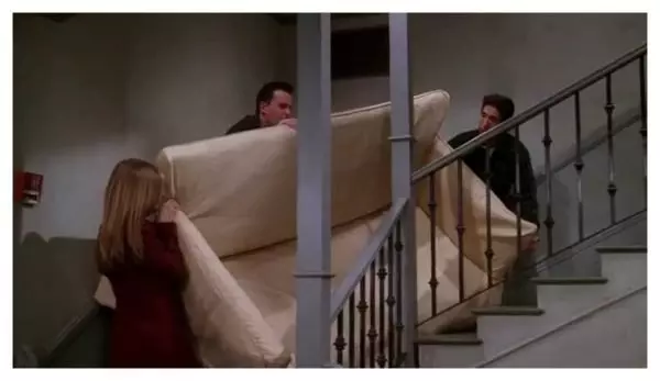 Moving the sofa on the stairs