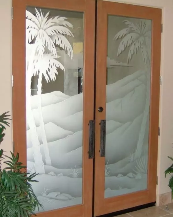 Decorative glass in interior door