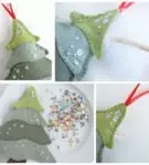 さまざまな色のフェルトで作られたクリスマスツリーのアイデア
