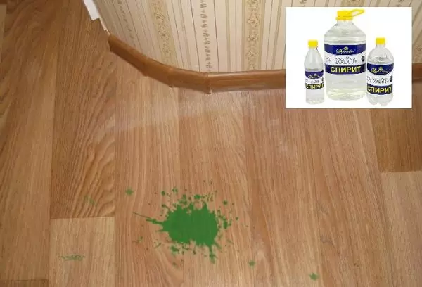 Green paint stain on linoleum