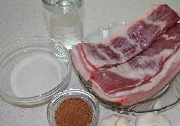 Foods for salting salts in a cold brine on the table