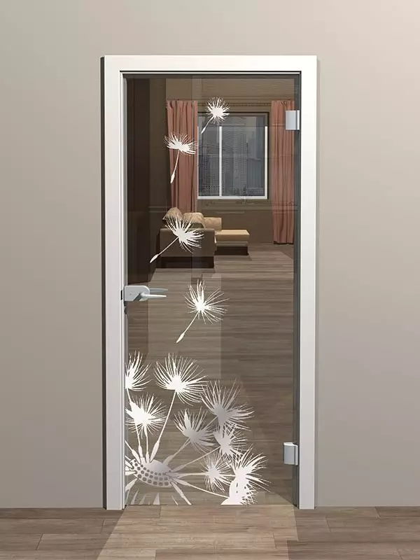 Szklane drzwi z rysunkiem