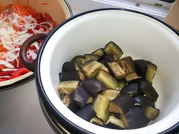 Aubergine in colander