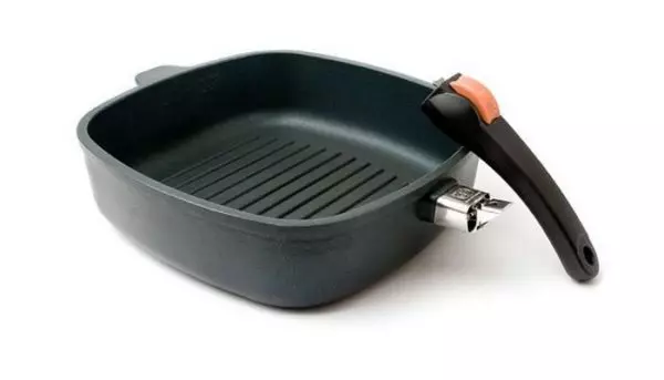 Poêle à frire grillée avec une poignée amovible