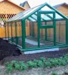 Painted wood greenhouse and glass