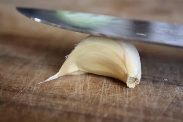 Garlic under a knife