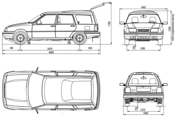 Dimensiones generales de un coche.