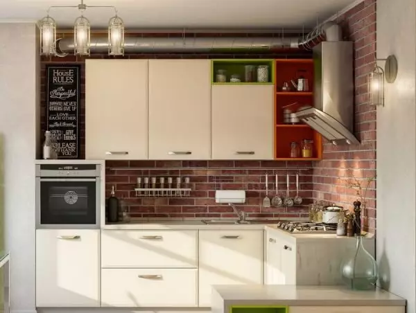 Inredning av köket och vardagsrummet i loftstil i en lägenhet och ett lanthus: designdesign exempel, färg och materialval, efterbehandling, foto