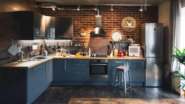 Mobiliario de cociña escuro conxunto para o estilo loft