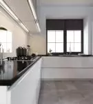Obdĺžniková kuchyňa v minimalistickom štýle