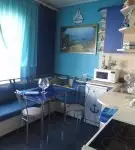 Синій колір в обстановці кухні з морським дизайном