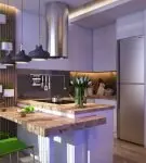 Ghế xanh nhà bếp với nội thất công nghệ sinh thái