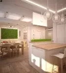 Hvit kjøleskap på kjøkkenet med øko design