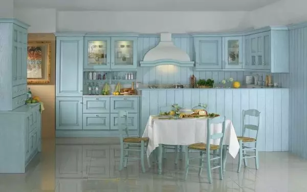 Kjøkkendesign i blå farger, vakre kombinasjoner i interiøret (inkludert grå, hvit og andre), tips om design, bildeideer