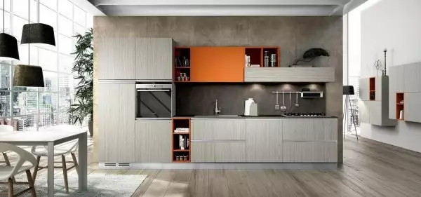 Кухня зі світло-сірим підлогою в стилі модерн