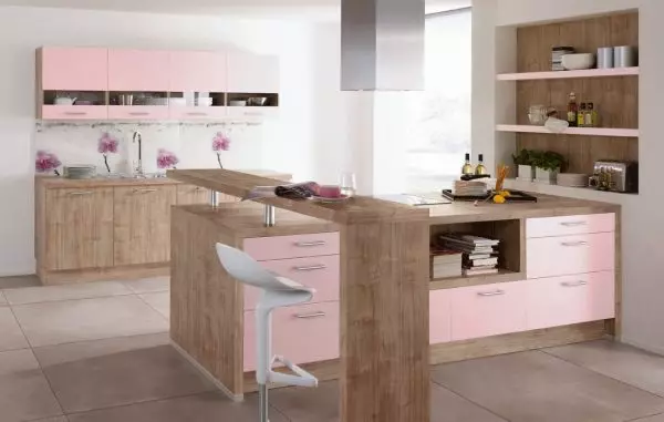 Cozinha rosa-bege