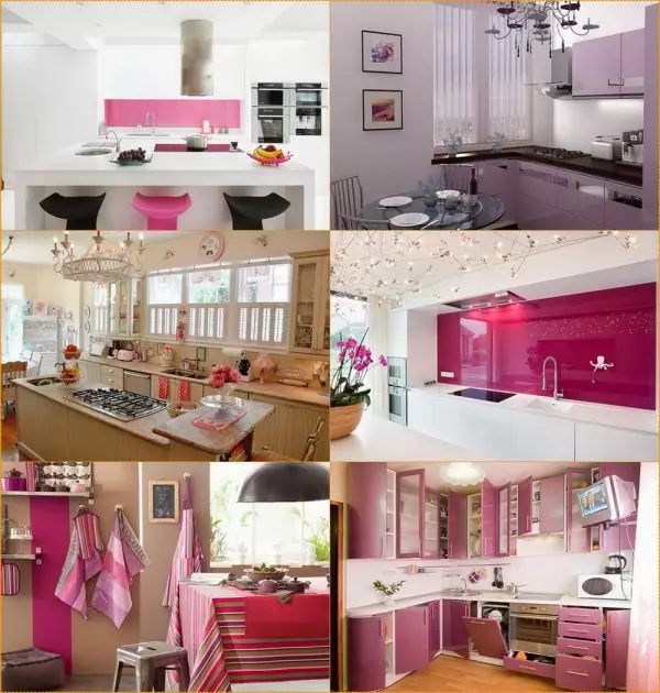 Mit rosa Farbe in der Küche innen