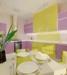 Lilac dan warna hijau muda di dapur