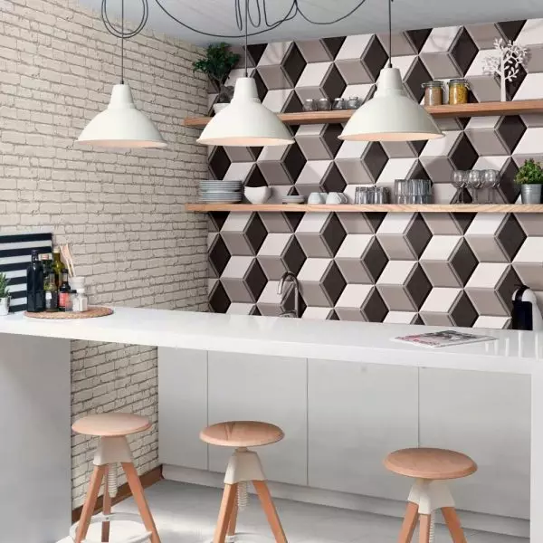 3D Tile i liten kjøkkendesign