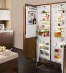 Plašs ledusskapis pie skapja durvīm