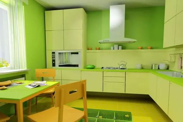 Kuchyňa Interiér v šalátovej farbe