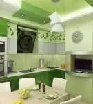 Tonuri ușoare și întunecate de verde în atmosfera de bucătărie
