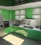 Nội thất màu xanh lá cây trong bếp