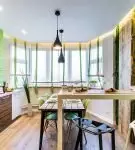 Kuzhina në eko-style me dekor të gjelbër