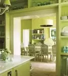Nội thất nhà bếp xanh vuông xanh