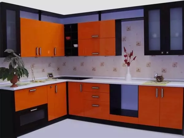 Black Orange Headset di dapur dengan dinding berambut perang