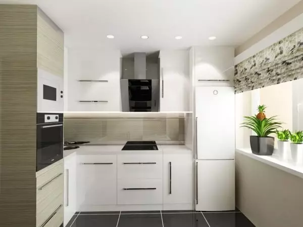 Muebles blancos en la cocina al estilo del minimalismo.