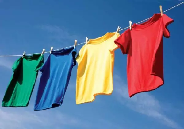 Drying clothes.