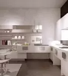 Cociña de alta tecnoloxía en cores tranquilas
