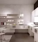 Cocina de alta tecnología en colores tranquilos.