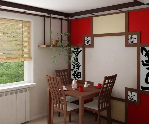 Ett exempel på designen av väggar i japansk stil