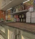 स्वयंपाकघरातील ओरिएंटल स्टाईलमध्ये तेजस्वी टाइलचे तेजस्वी apron