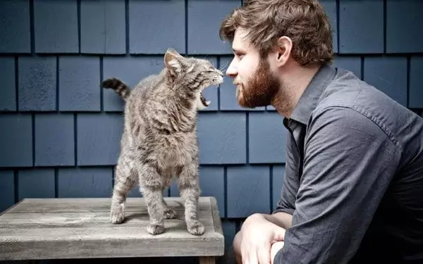 Ένας άνδρας με μια γάτα