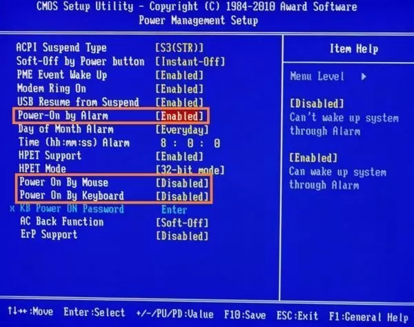 Desactivar las PC de inclusión automática en el teclado, el temporizador y los ratones en BIOS