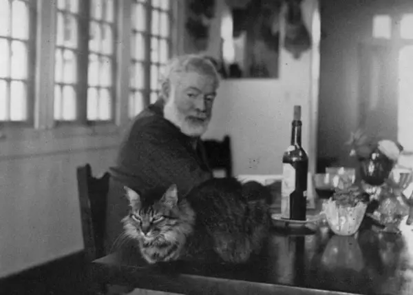 Ernest Hemingway con un gato