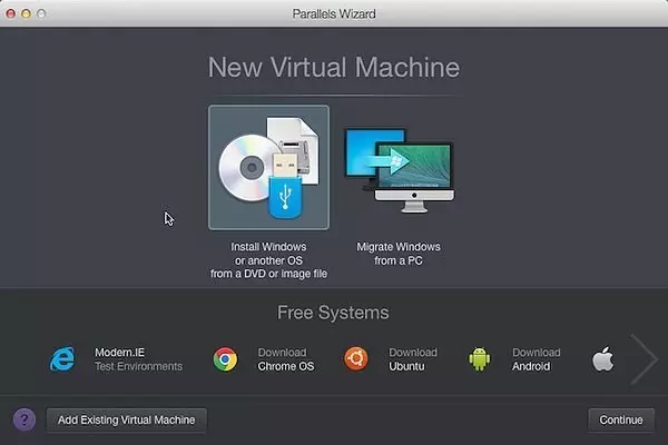 การติดตั้ง Windows Virtual Machine ในเดสก์ท็อป Parallels