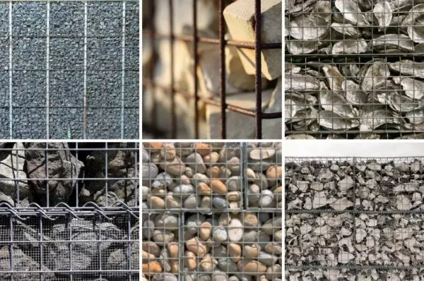Wood, stones and other fillers for gabions