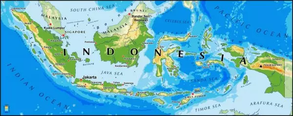 Физичка мапа на Индонезија