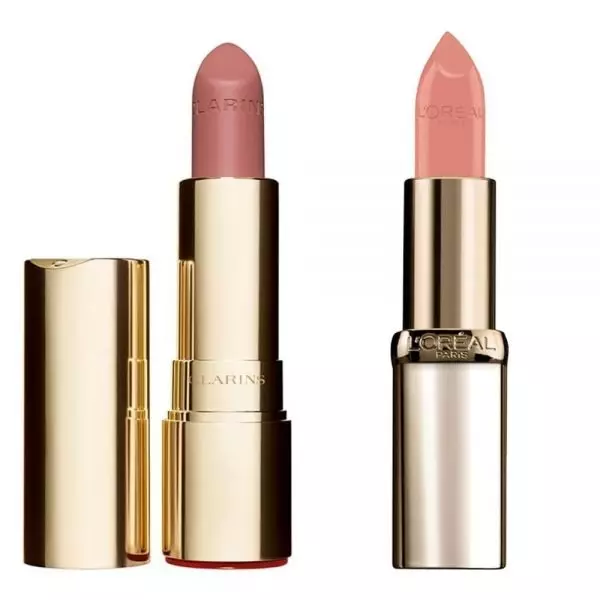 Son môi Joli Rouge Velvet từ Clarins và Color Riche từ L'Oreal Paris