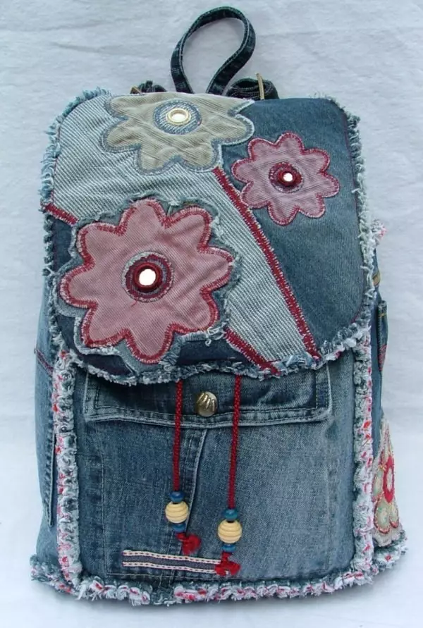 Flower applique on backpack