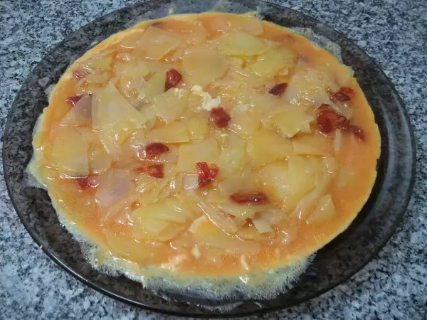 Potet-egg masse med chorizo