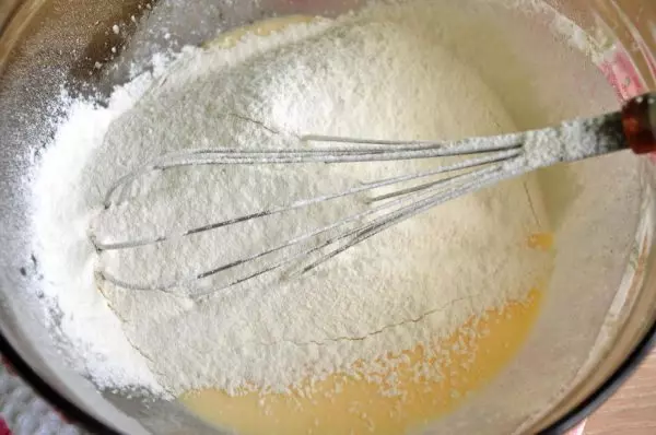 Kneading flour in bread dough