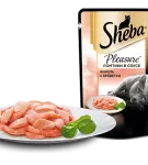 الغذاء الرطب sheba متعة سمك السلمون المرقط والروبيان